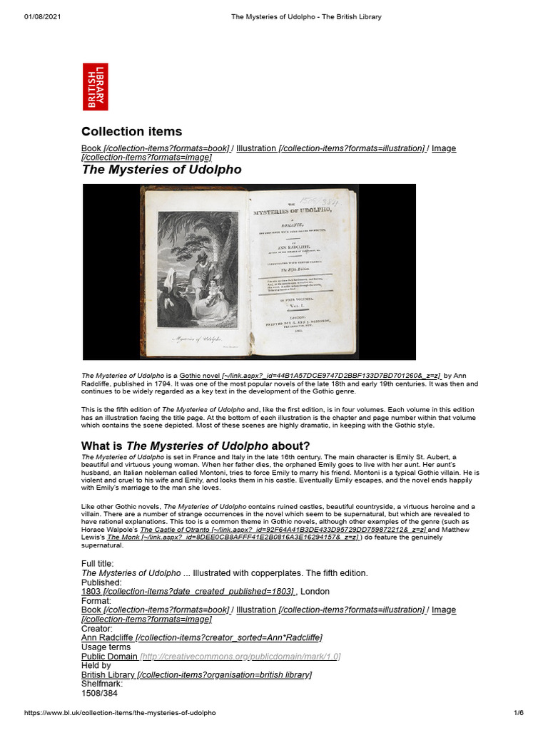 Gothic Elements in Udolpho | PDF | The Mysteries Of Udolpho | Gothic ...