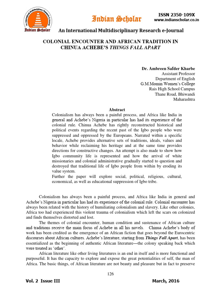 Colonialism in Achebe's Things Fall Apart | PDF | Igbo People