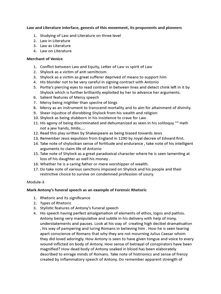 Law and Literature Interface | PDF | Shylock | The Merchant Of Venice