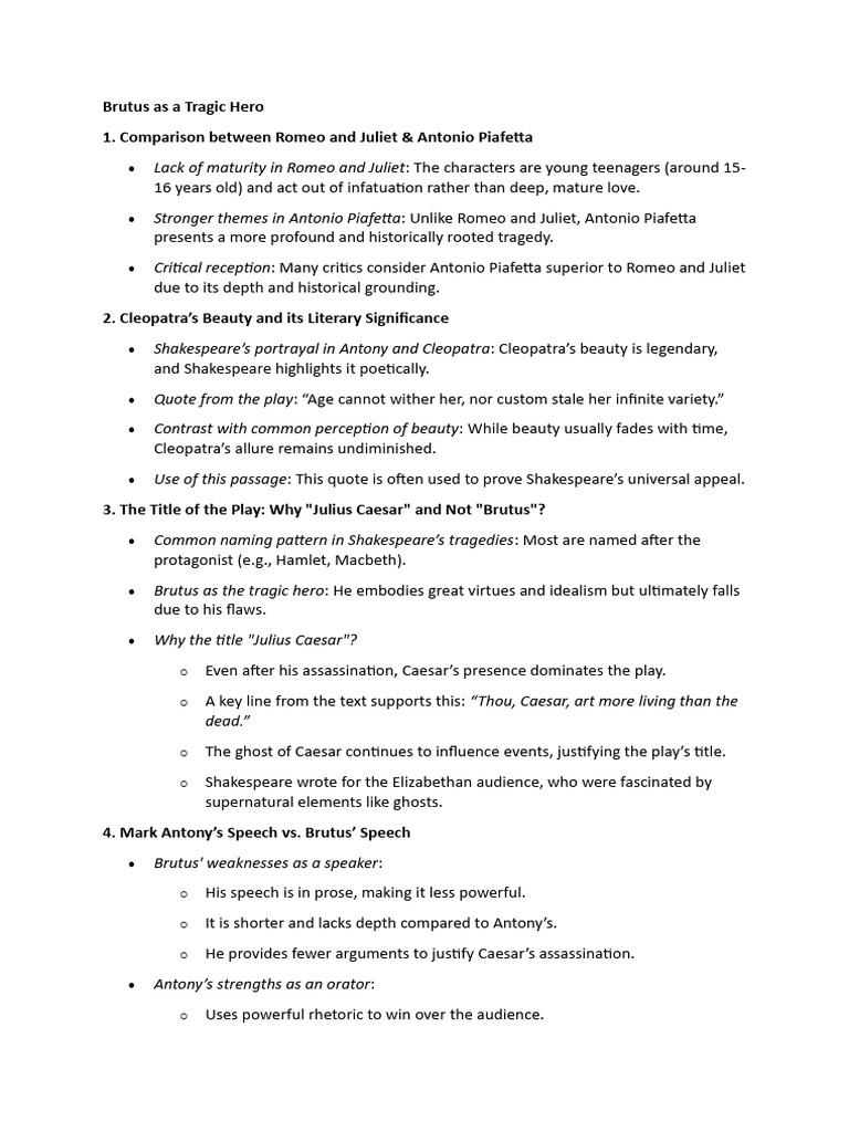 Brutus As A Tragic Hero | PDF | Rhetoric | William Shakespeare