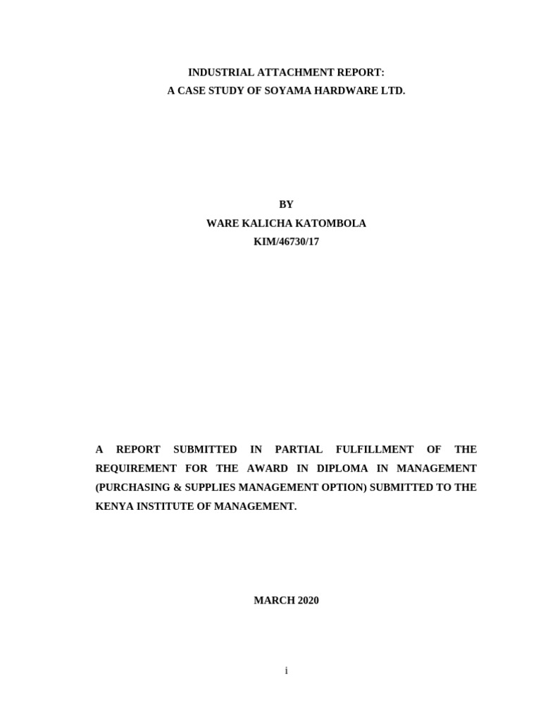 Soyama Hardware Industrial Attachment Report | PDF | Procurement ...