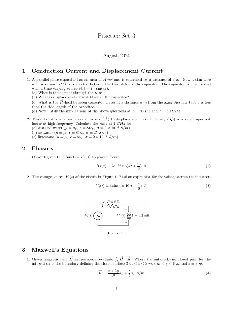Practice Set 3 | PDF | Capacitor | Electric Field