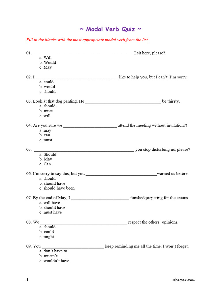 Multiple_Choice_Modal_Verb_Quiz | PDF