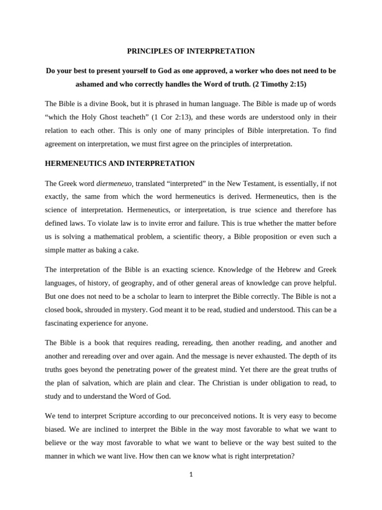 Bible Interpretation Principles Explained | PDF | Bible | Parable
