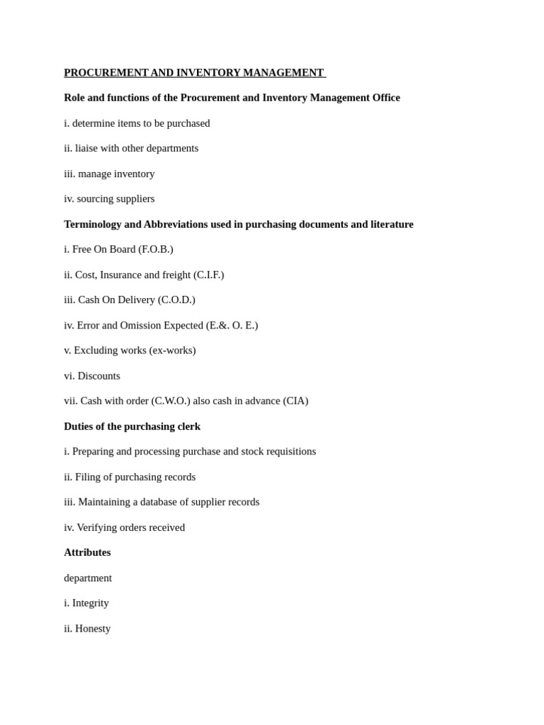 Procurement and Inventory Management Guide | PDF