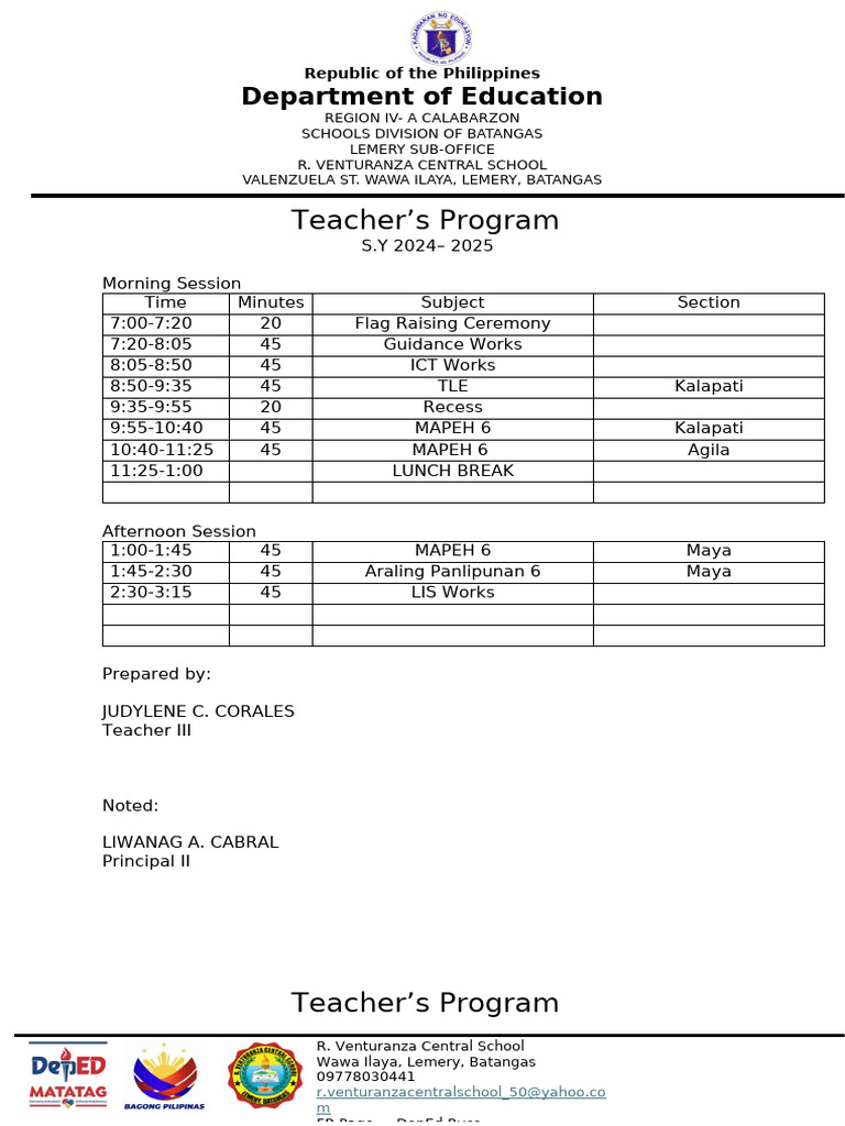 JCC Teachers' Program 2024-2025 | PDF | Philippines