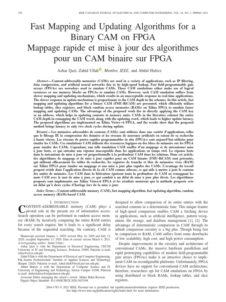 Fast FPGA CAM Mapping & Update | PDF | Field Programmable Gate Array | Random Access Memory
