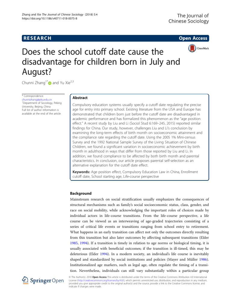Impact of School Cutoff Dates on Children | PDF | Sampling (Statistics ...