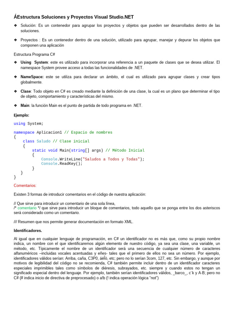 Estructura de Proyectos en C# y .NET | PDF | C Sharp (lenguaje de ...