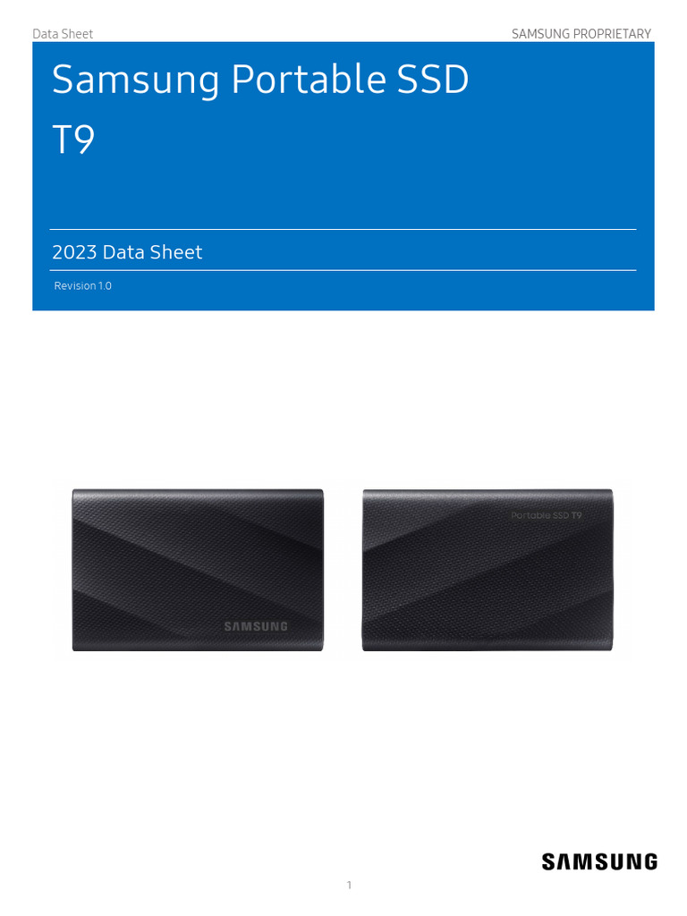 Samsung Portable SSD t9 Datasheet Rev1 0 | PDF | Copyright | Trademark