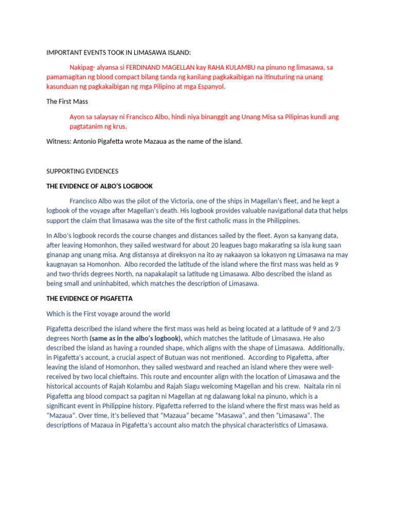 Important Events Took in Limasawa Island | PDF | Spanish Empire ...