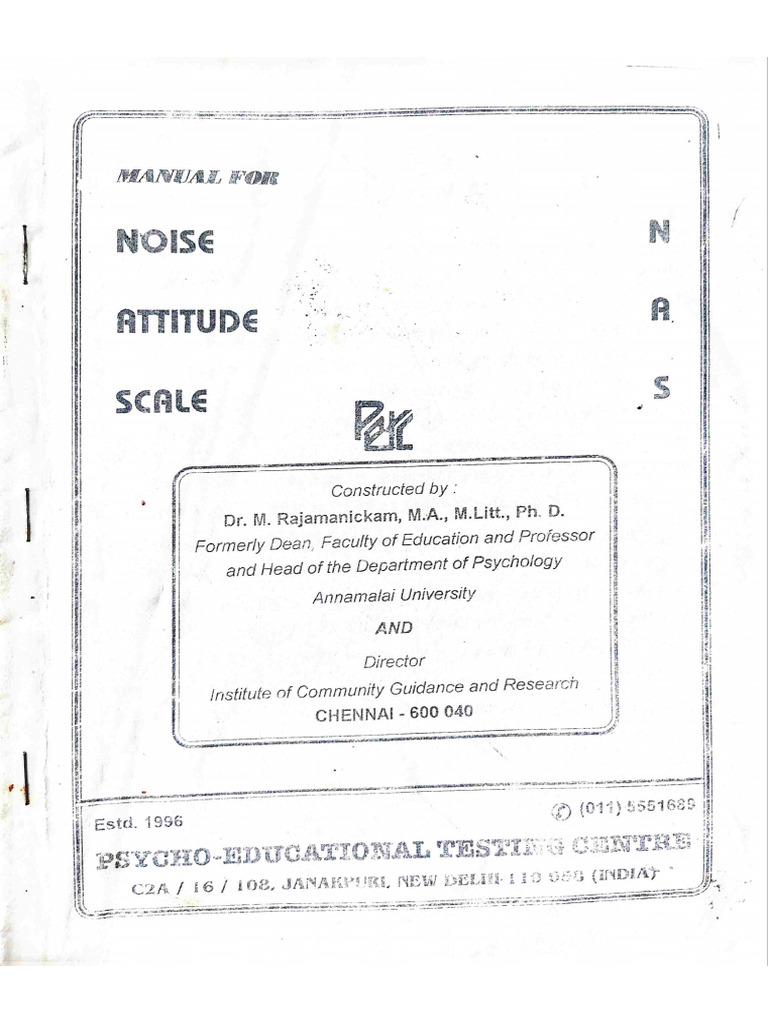 Noise Attitude Scale. | PDF