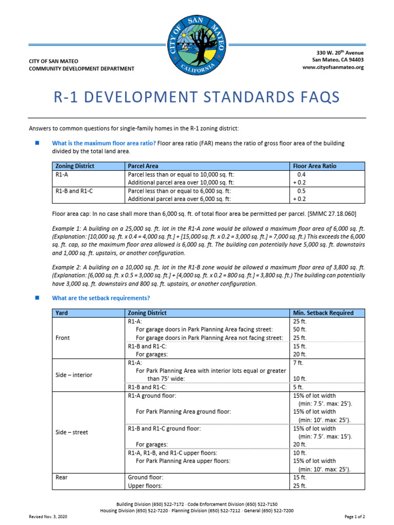 R-1 Development Standard Handout - 11-03-20_202011041653584288 | PDF ...