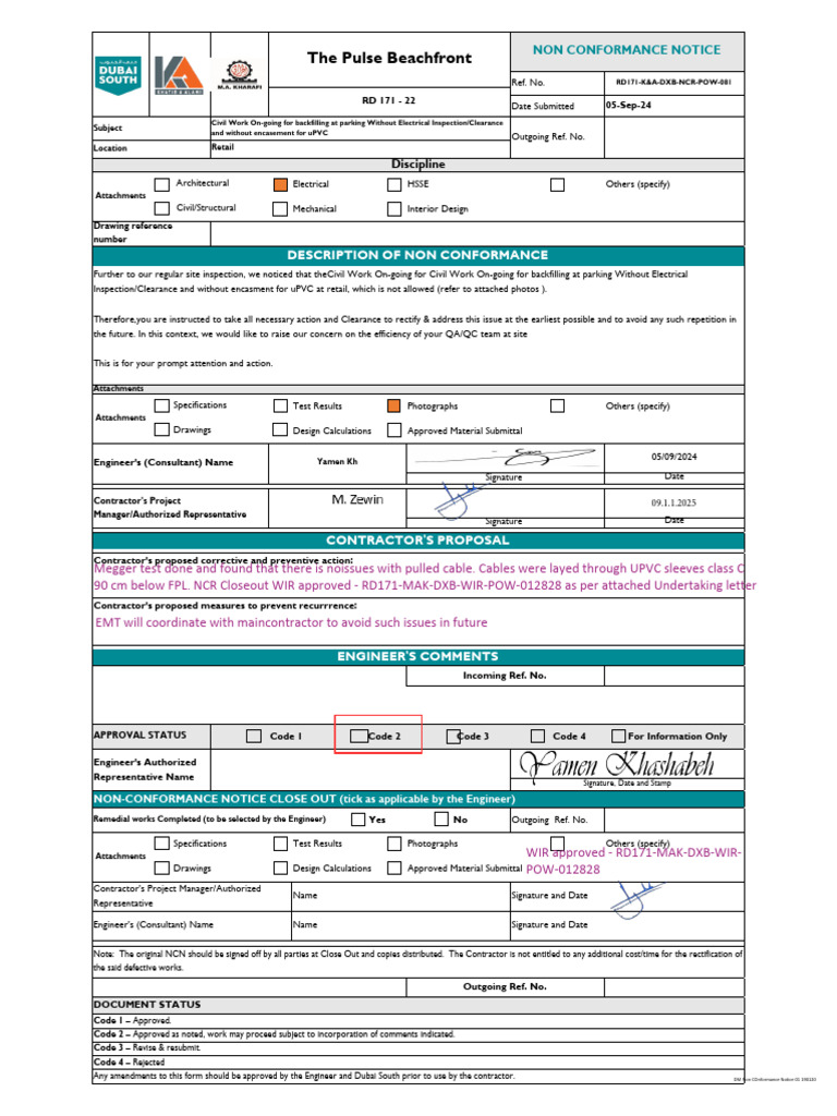 Ncr Closeout Rd171 k&a Dxb Ncr Pow 081 | PDF | Specification (Technical ...