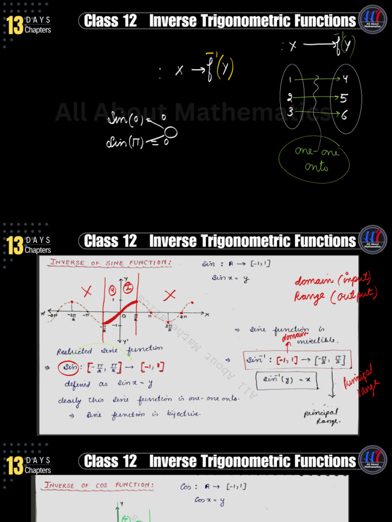 Inverse Trigonometry 13 Days 13 Chapters | PDF