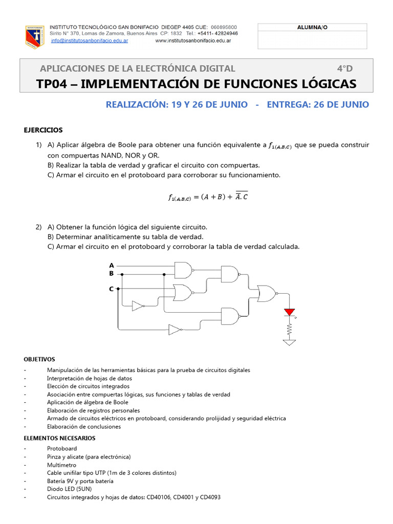 Implementación de Funciones Lógicas | PDF