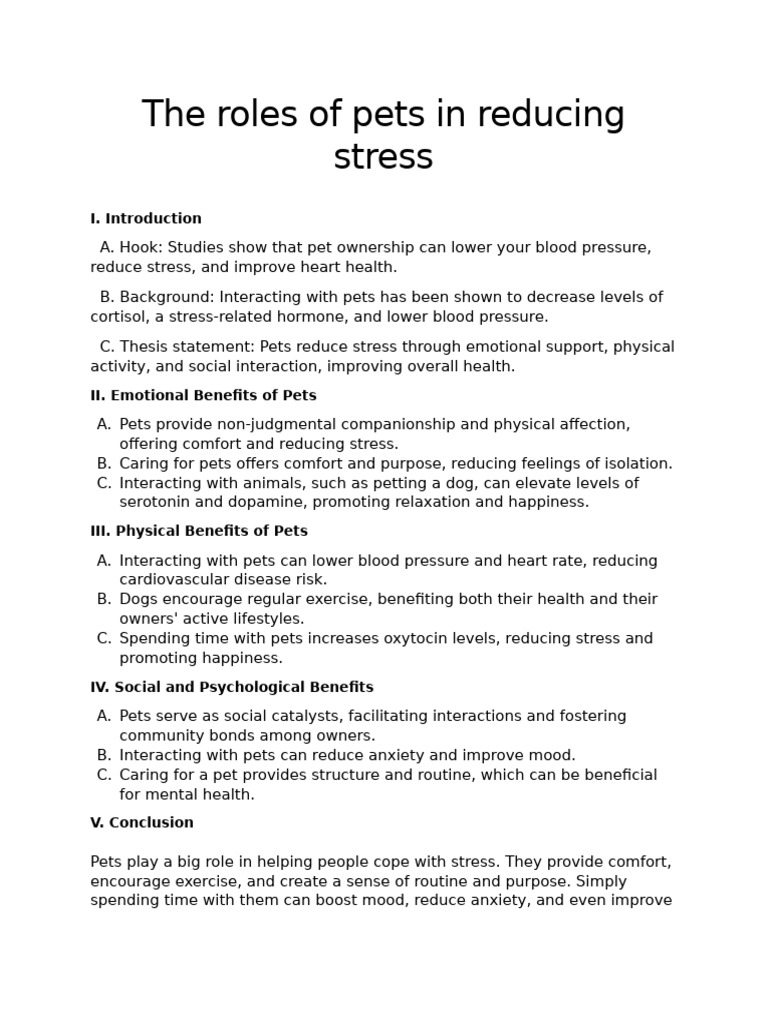 The roles of pets in reducing stress | PDF | Pet | Stress (Biology)