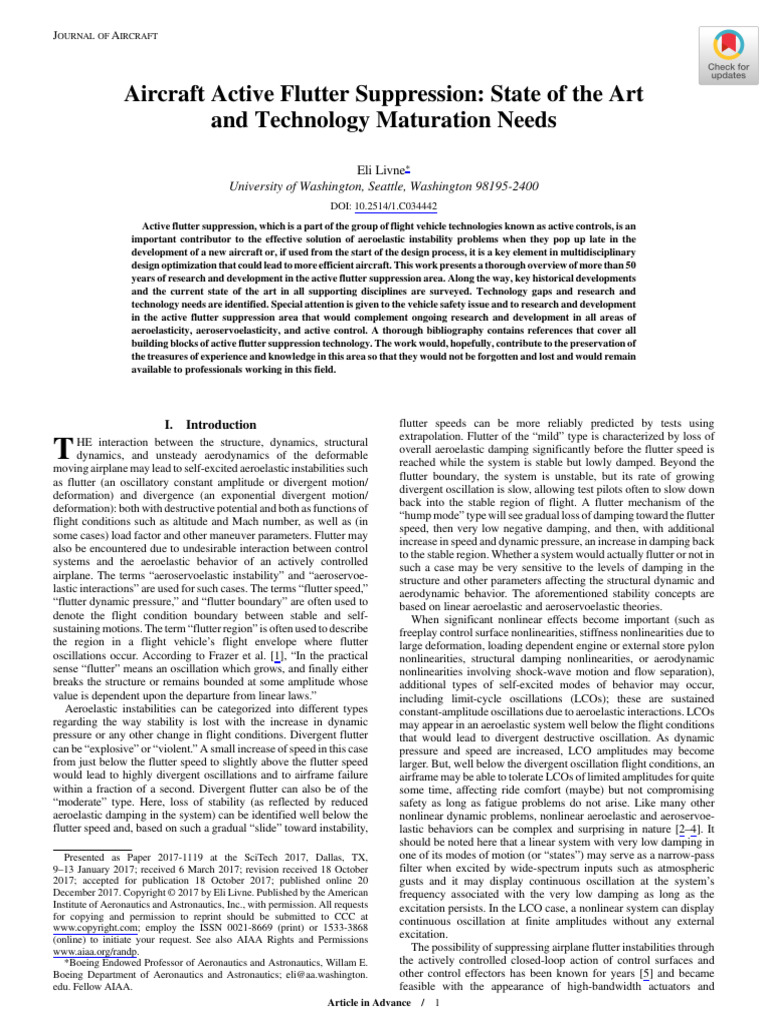 Aircraft Flutter Suppression 2017 | PDF | Damping | Oscillation