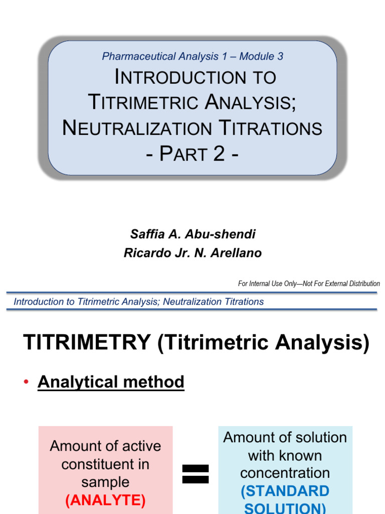 M3.2.Introduction To Titrimetric Analysis Neutralization Titrations - qc1.LEC - New | PDF ...
