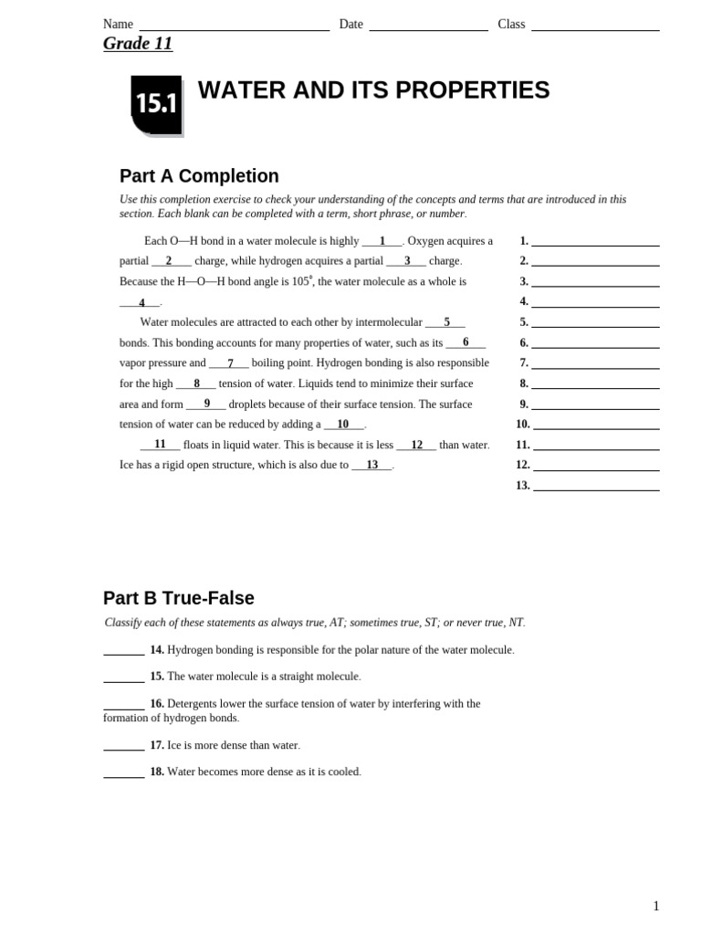 Chemistry Grade 11 Chapter 15 Section 1 | PDF | Properties Of Water | Water