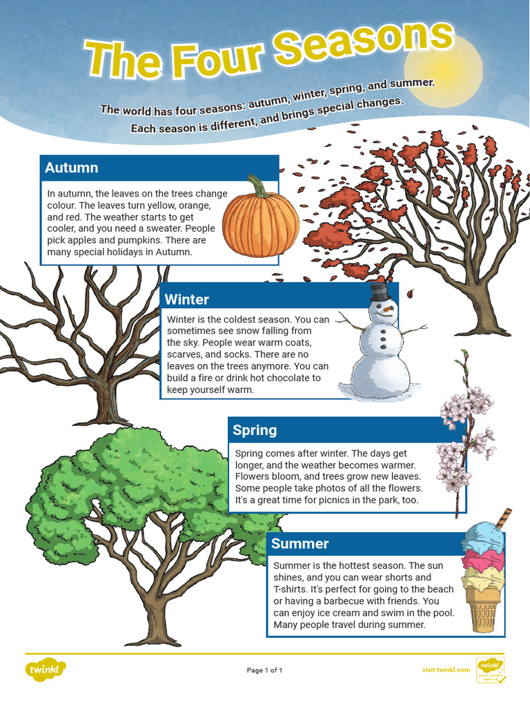Overview of the Four Seasons | PDF | English As A Second Or Foreign ...