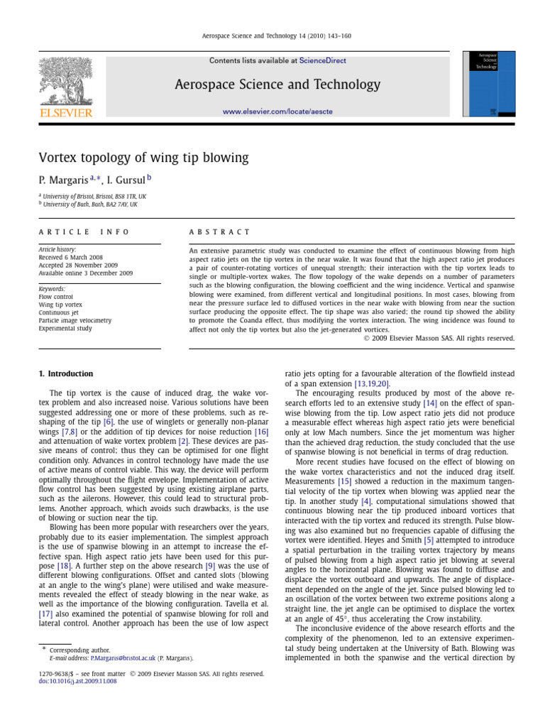 Vortex Topology of Wing Tip Blowing | PDF | Vortices | Flow Measurement