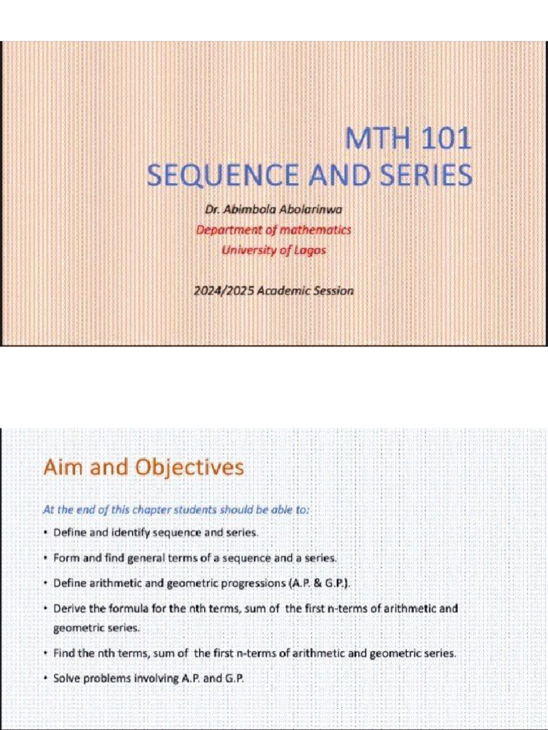 MATHS 101..sequences and Series | PDF