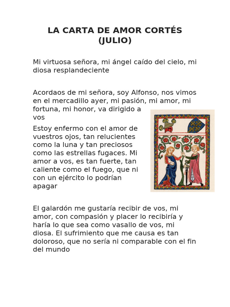LA CARTA DE AMOR CORTÉS (JULIO) | PDF