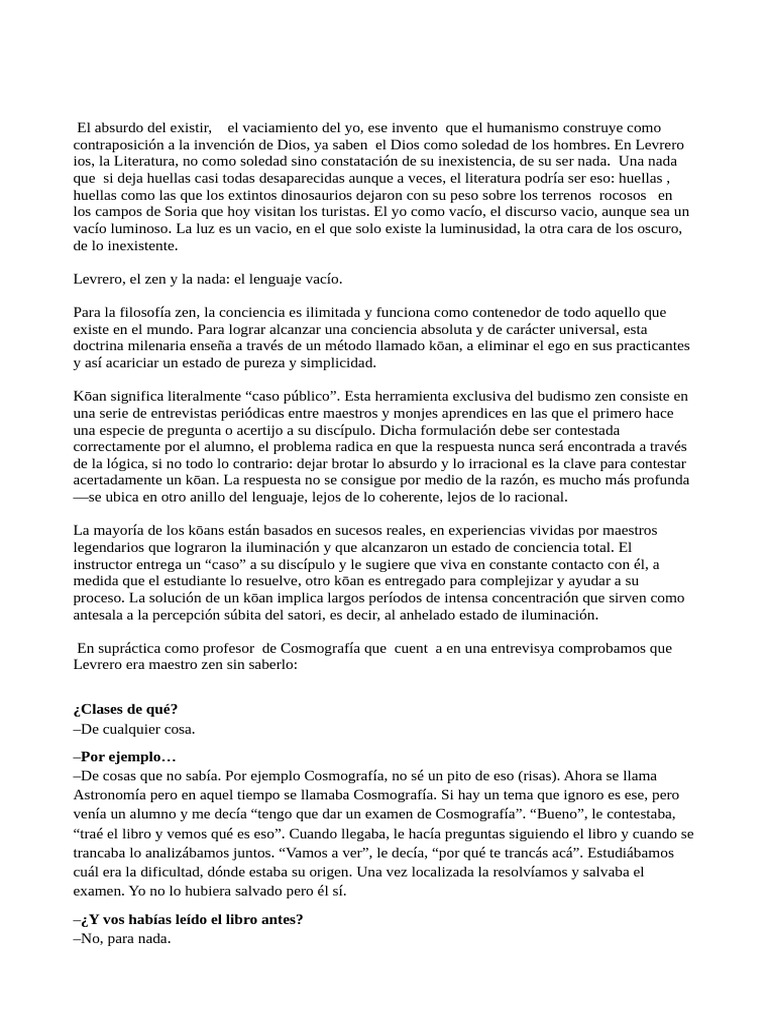 Levrero: Zen, Literatura y la Nada | PDF | Koan | marxismo