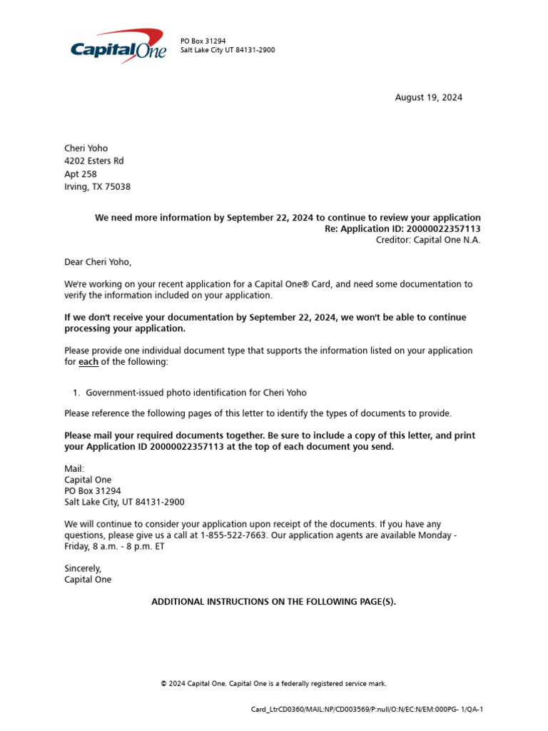 Additional Information Letter | PDF | Identity Document | Access Control