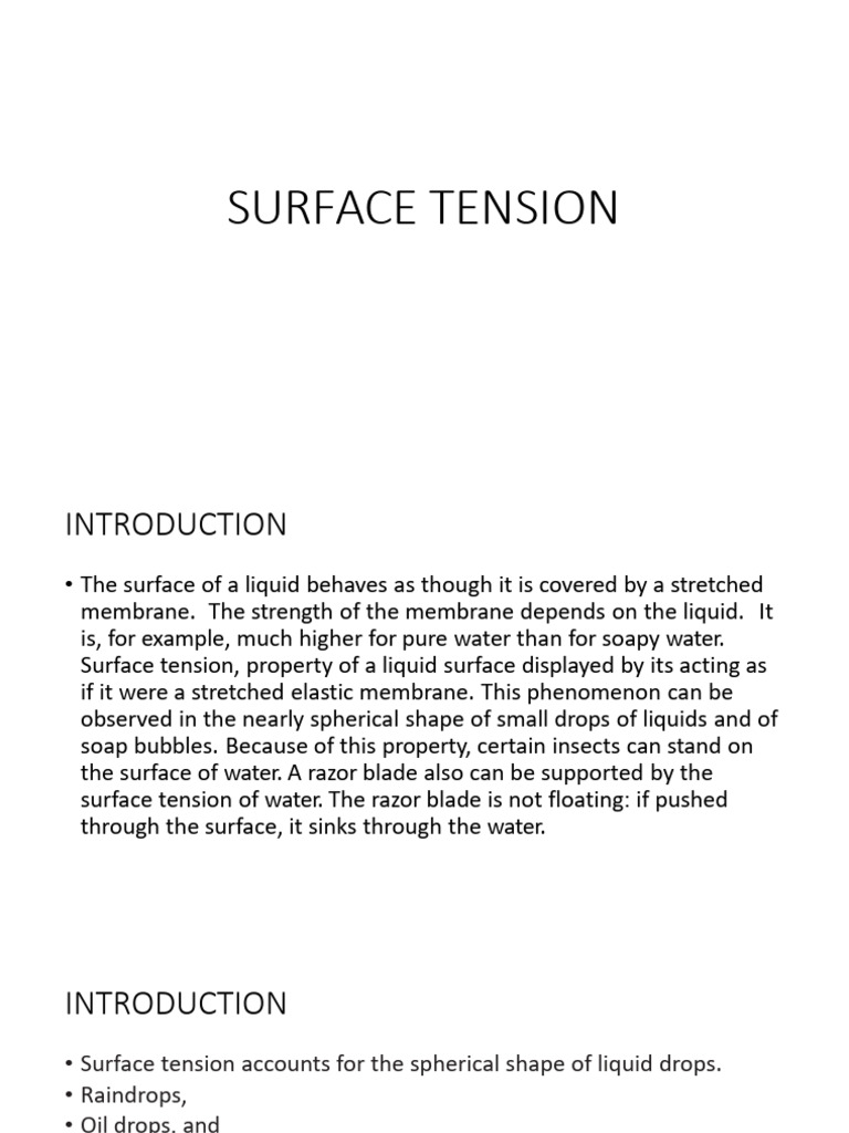 Phy - CM 101 Surface Tension | PDF | Surface Tension | Drop (Liquid)