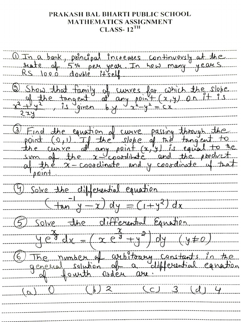 12th Maths H.W | PDF