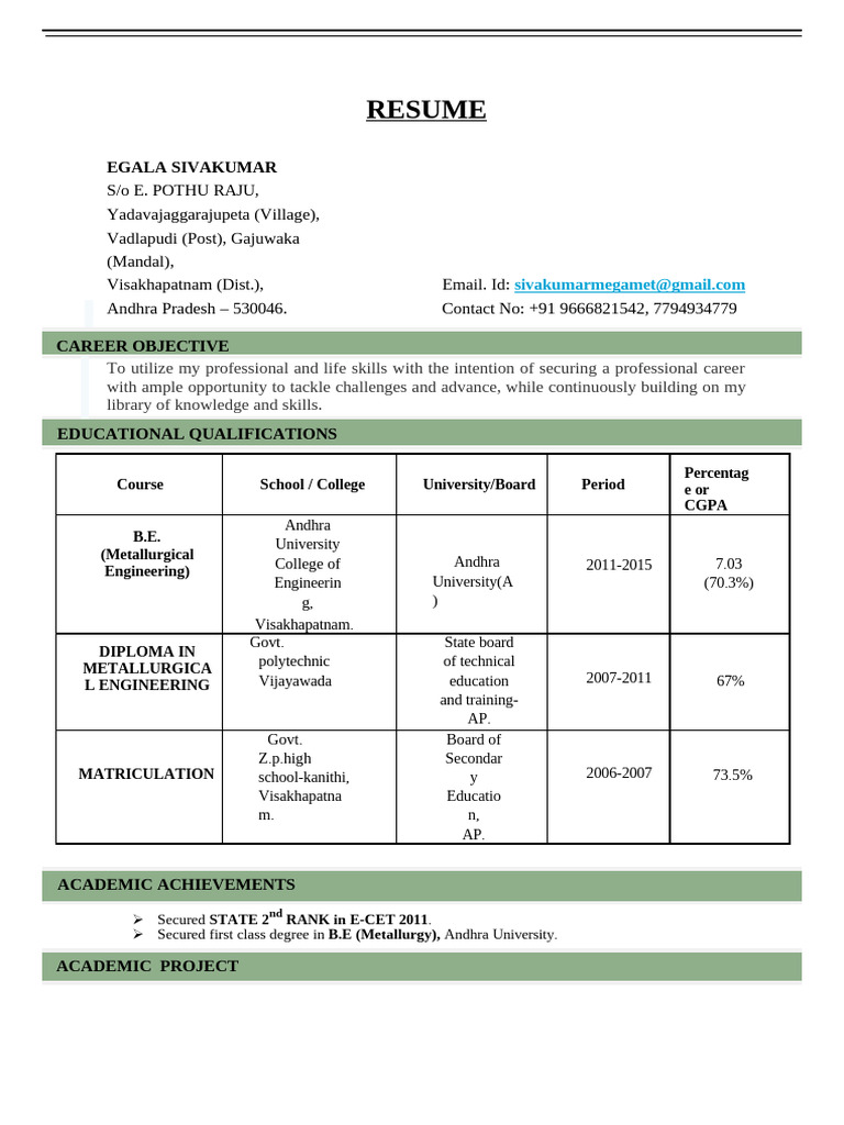 Metallurgy Engineer Resume Overview | PDF | Metallurgy | Physical Sciences