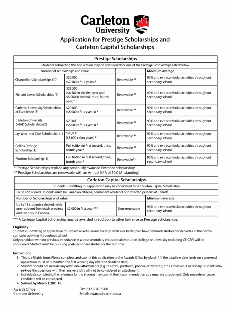 25 26 Prestige Carleton Capital Application | PDF