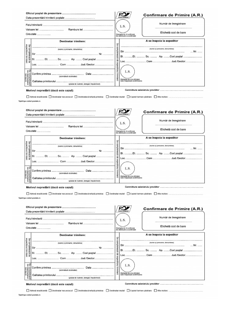 Confirmare Primire Posta Compress | PDF