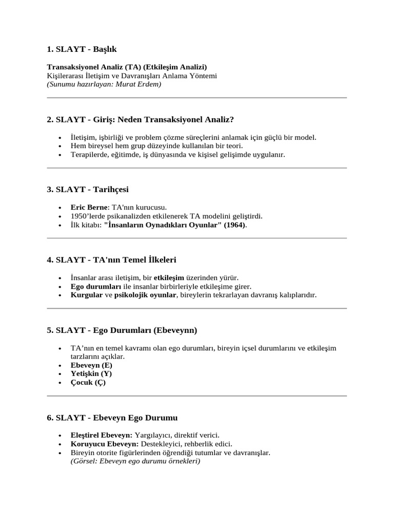 SLAYT - Başlık: (Sunumu Hazırlayan: Murat Erdem) | PDF