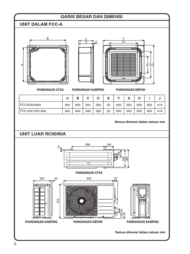 Ukuran Indoor & Outdoor AC | PDF