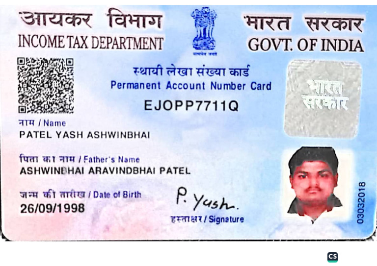Yash Pan Card-1 | PDF