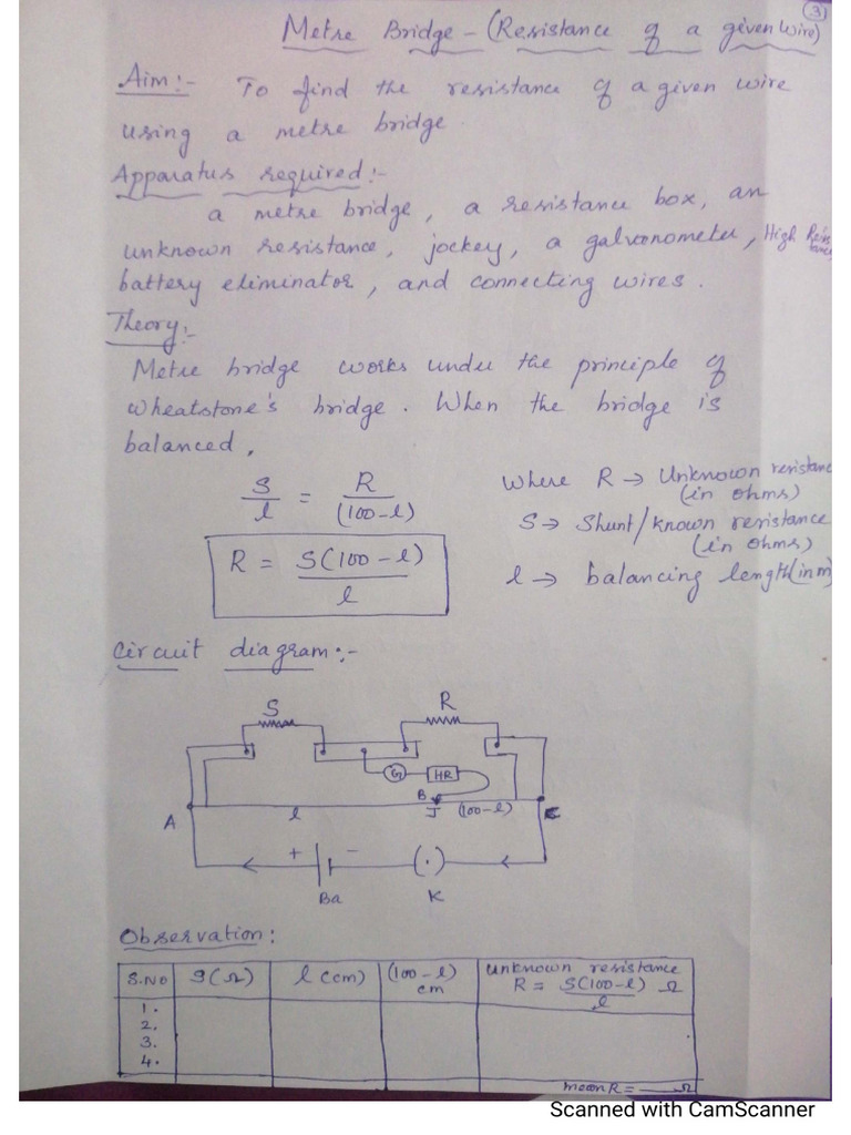 Expt 2 Meter bridge-resistance of the given wire | PDF