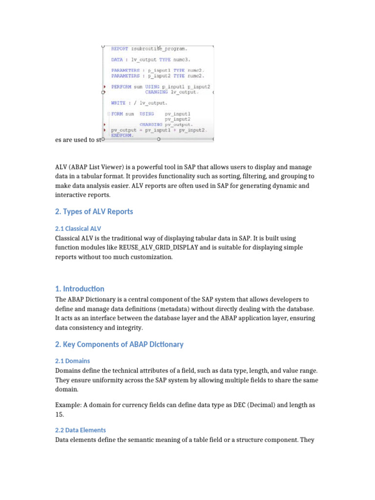 ALV_Reports_Documentation | PDF