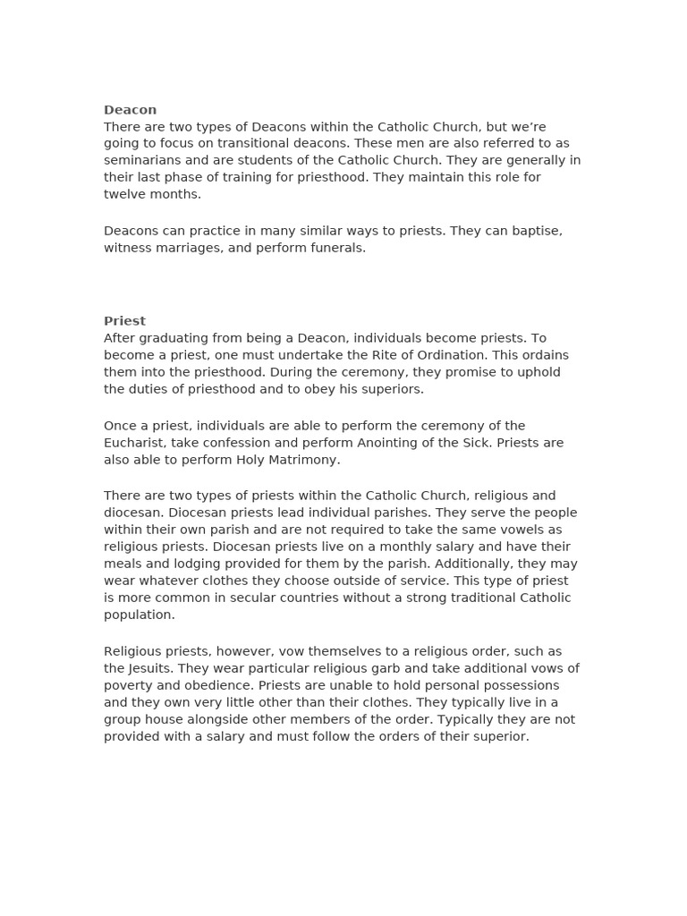 Understanding Catholic Clergy Hierarchy | PDF | Priest | Bishop