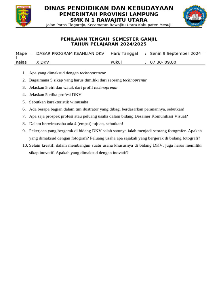 DASAR PROGRAM KEAHLIAN X DKV | PDF