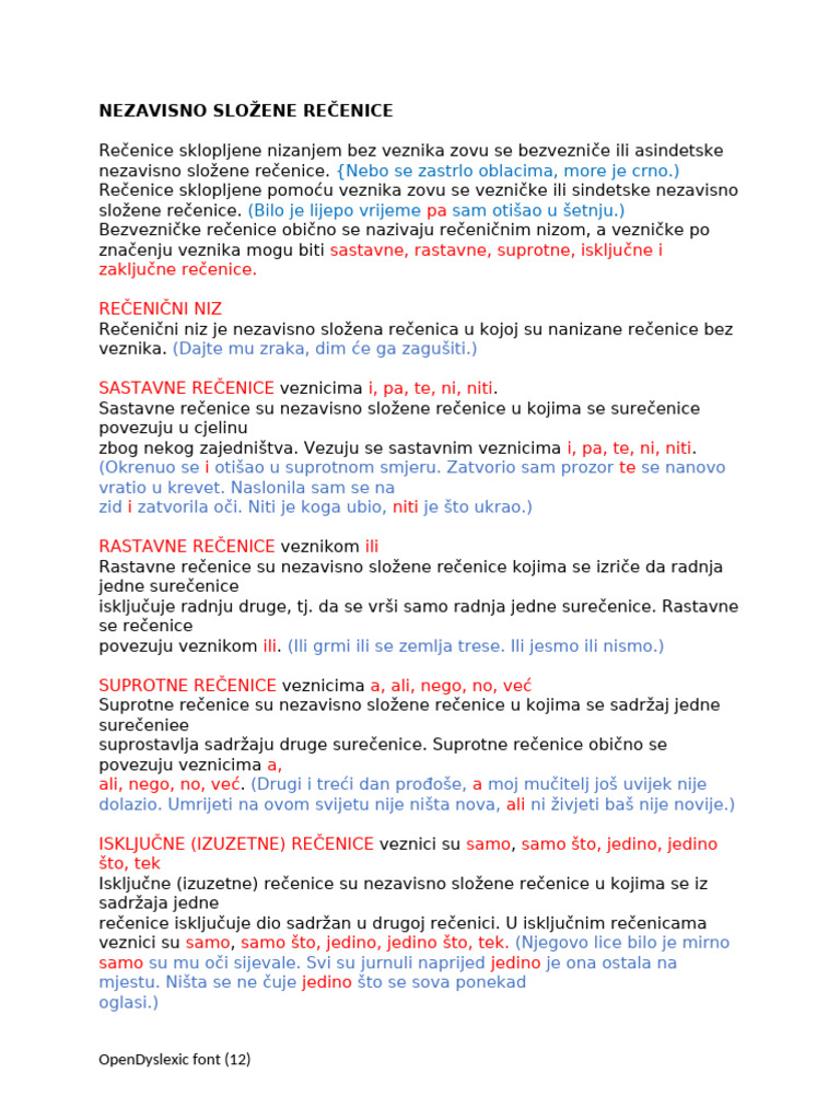 Nezavisno Složene Rečenice | PDF