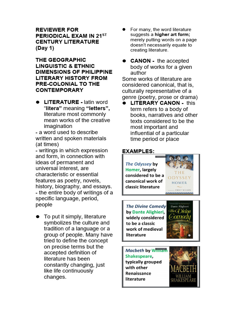 Reviewer For Periodical Test in 21ST Century Literature | PDF ...