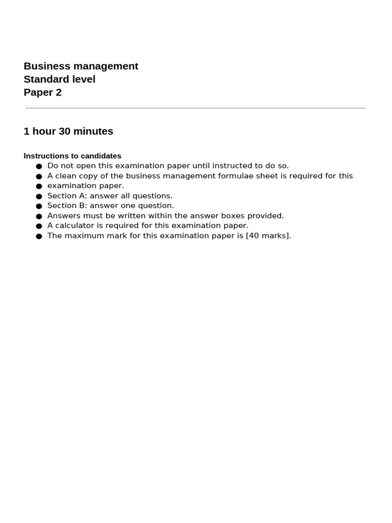 SL Paper 2 Question Paper V1 Practice | PDF | Expense | Employment