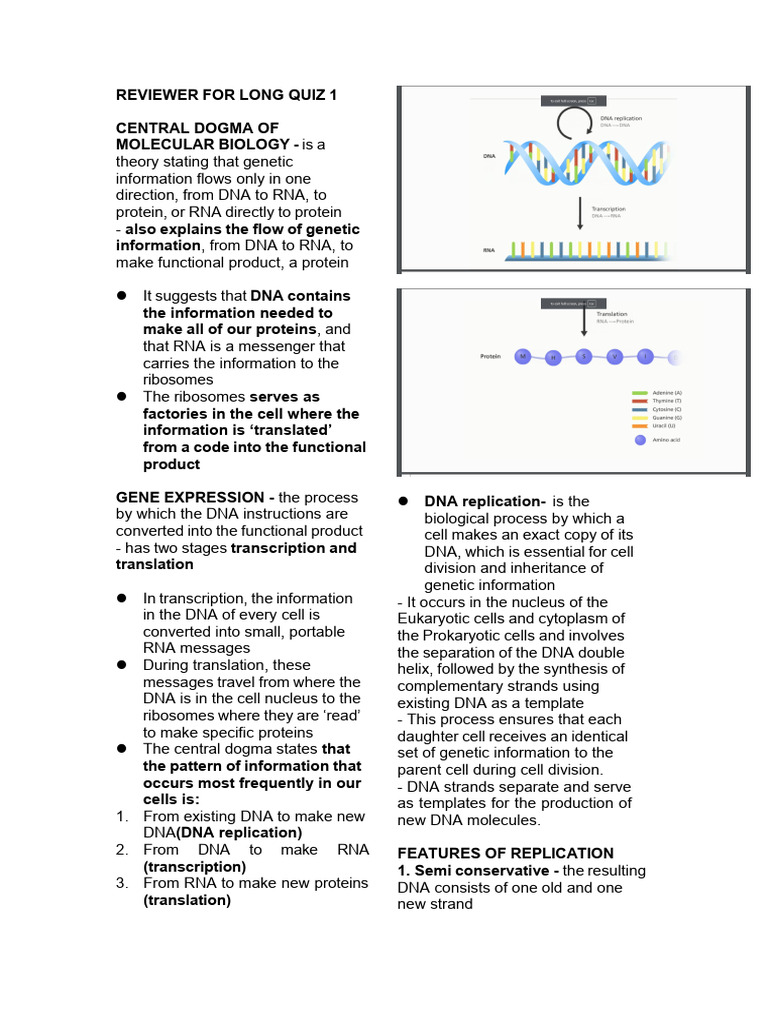 Reviewer For Periodical Exam in General Biology | PDF | Dna Replication | Dna