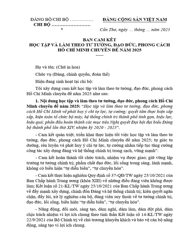 Kem KH 95 Ban Cam Ket Hoc Tap TT DD PC HCM 2025 | PDF