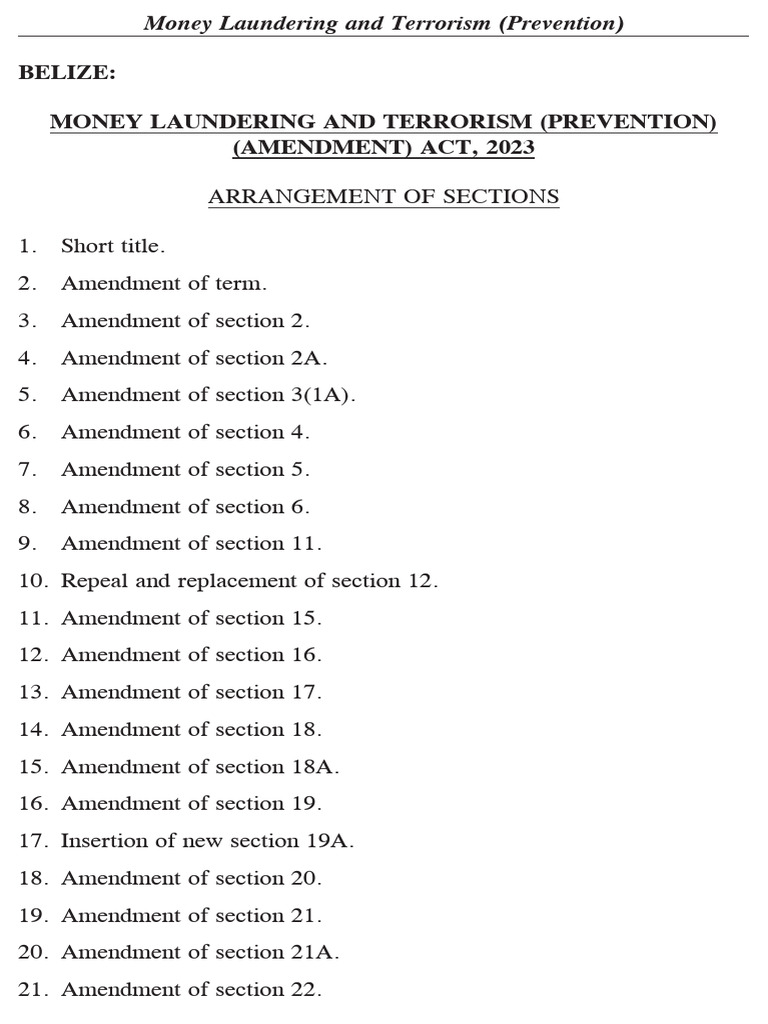Money Laundering and Terrorism (Prevention) (Amendment) Act 2023 | PDF | Terrorism Financing