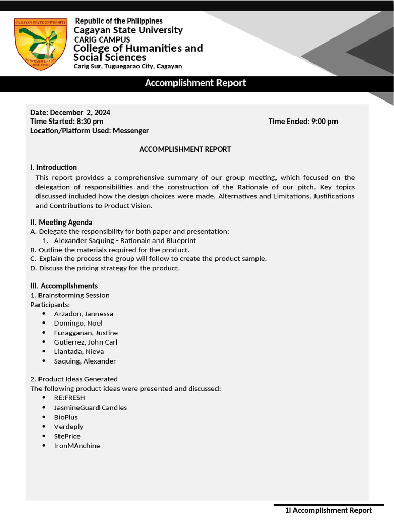 Final Entrep Accomplishment Report 2 CNG1 | PDF