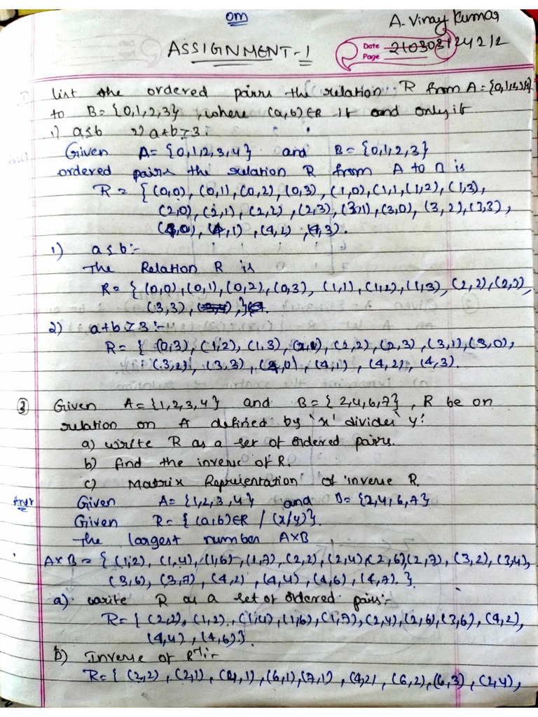 Ayinala Vinay Kumar Div-3 DM Ass-1 | PDF